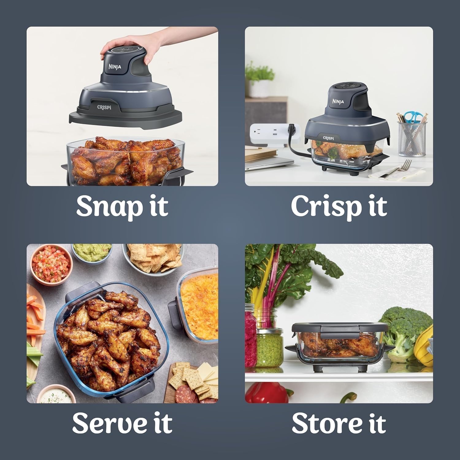 Ninja Crisp 4 in 1 Portable Glass Air Fryer Cooking Bahrain | Ubuy