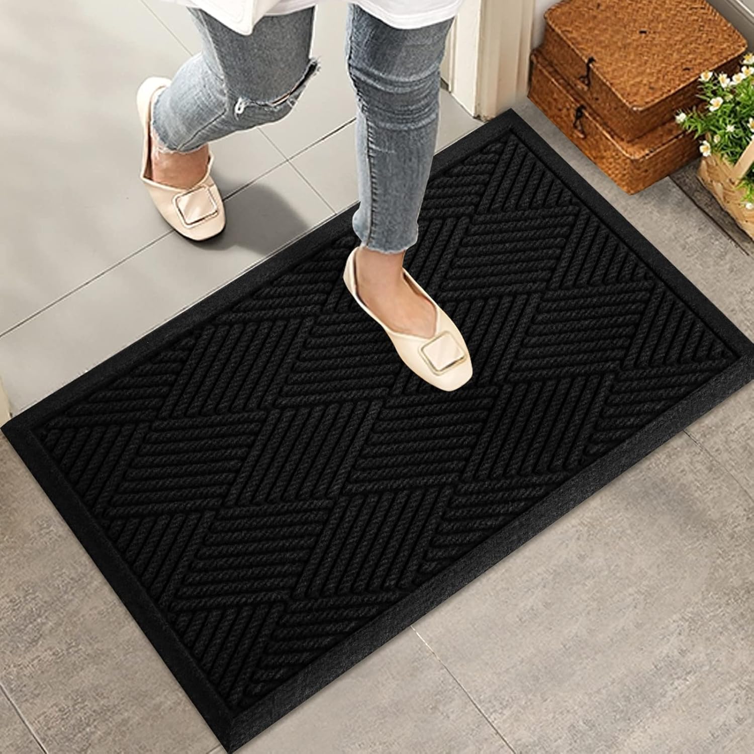 Amazon.com: HIYARD Durable Front Door Mat, Absorbent Muddy Dirt Resist ...