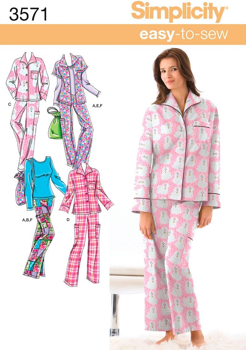 Amazon.com: Simplicity Easy-to-Sew Pattern 3571 Women's Pajamas, Pajama ...