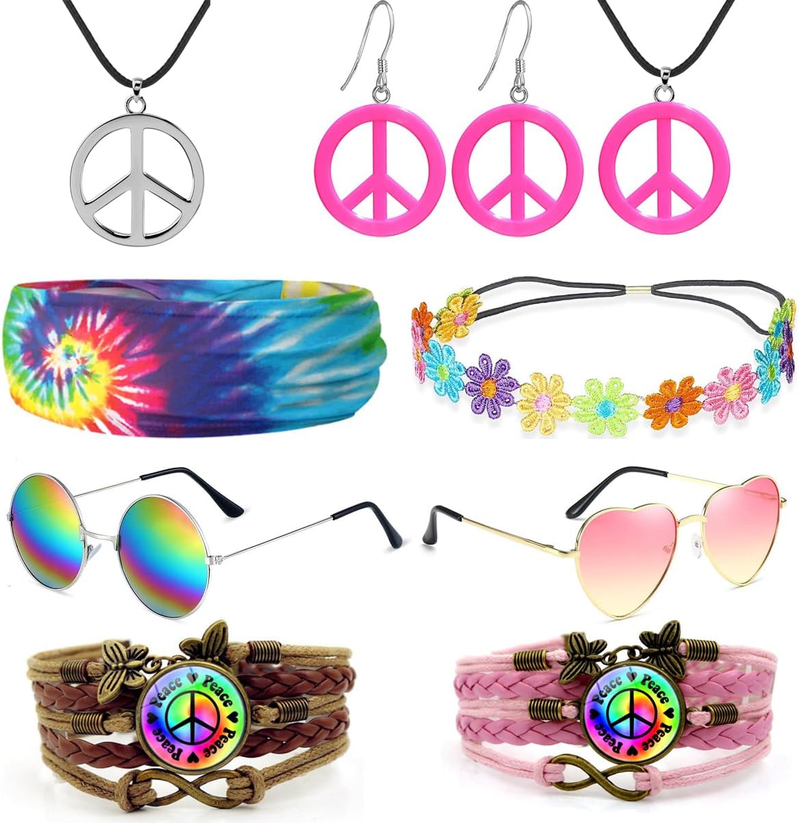 iZoeL Deguisement Annees 80 70 60s Deguisement Hippie Perruque Hippie ...