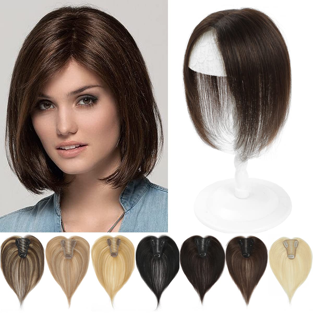 Amazon.com : YAMI Hair Toppers for Women Real Human Hair Upgraded Swiss ...