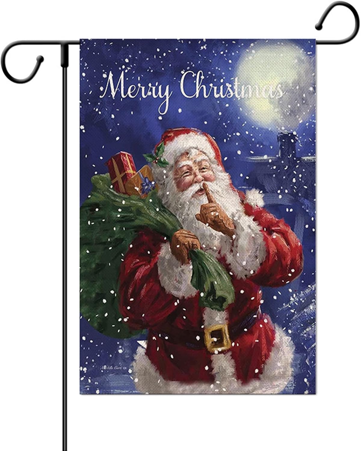 Amazon.com : Merry Christmas Flag - 1 Set Santa Claus Double-Sided ...