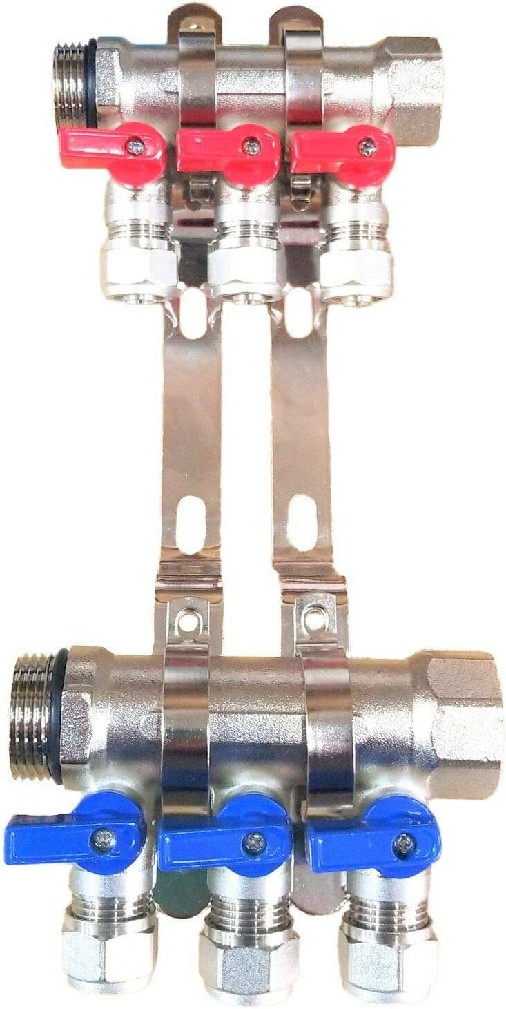 Amazon.com: 3 -Loop/Port Ball Valve Brass Pex Manifold (3/4" trunk) for ...