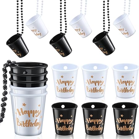 Amazon.com | 12 Pieces 30th 40th 50th 60th 70th Shot Glasses Necklace ...