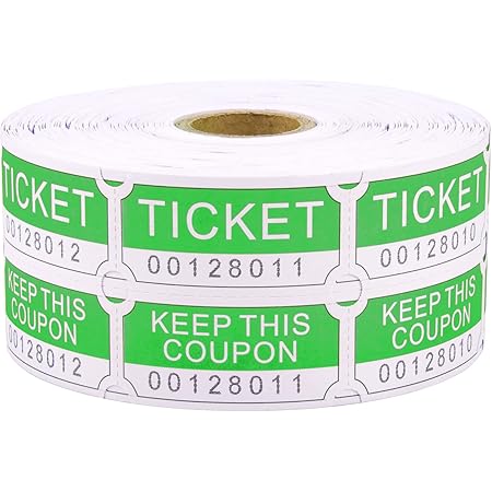 Amazon.com : 100 Green Colored Raffle Tickets Double Roll 50/50 ...