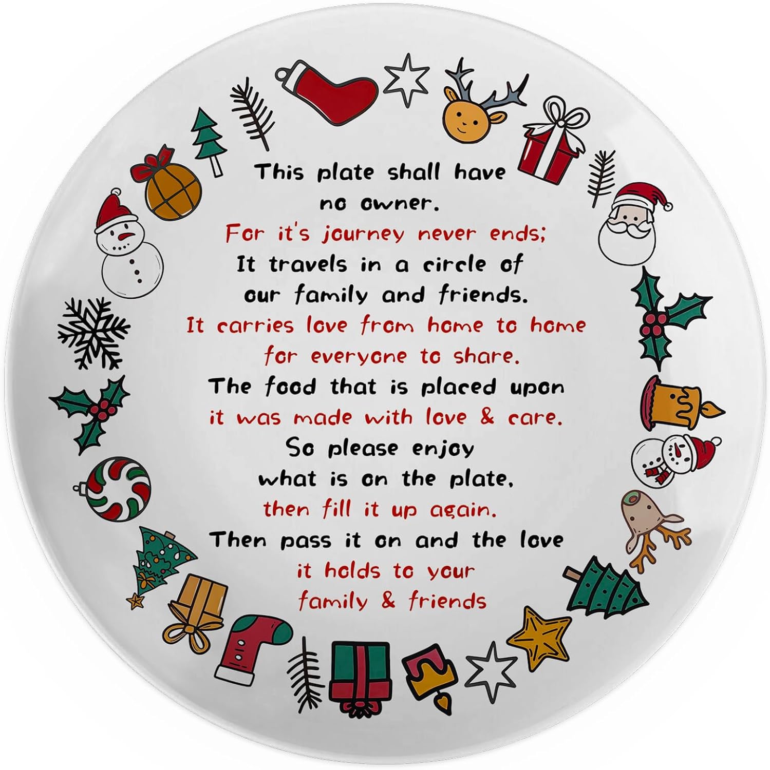 Amazon.com | Viynran 10" Christmas Melamine Dinner Plate – Reusable ...
