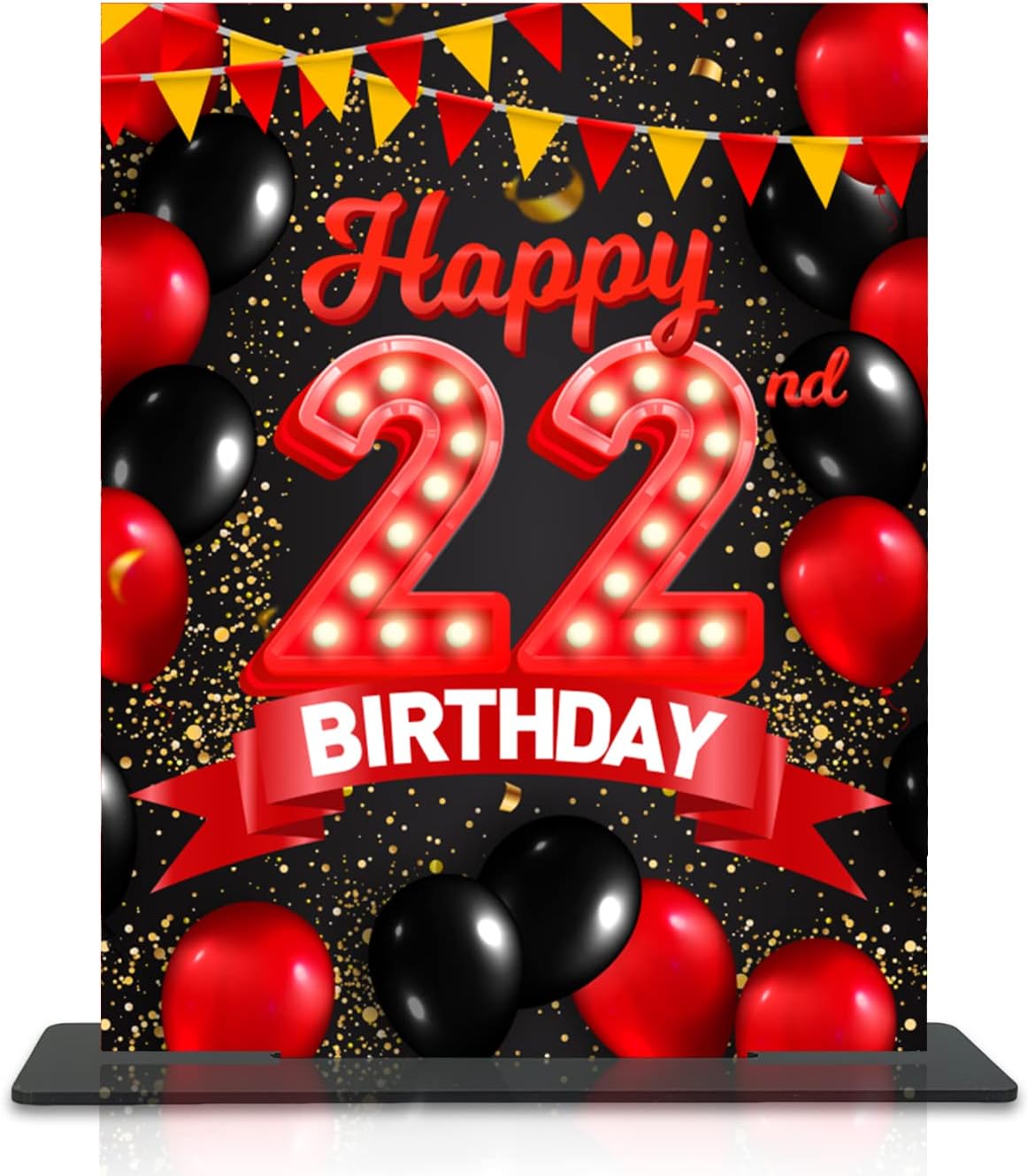 Amazon.com: Happy 22nd Birthday Black & Red Balloon Acrylic Table ...