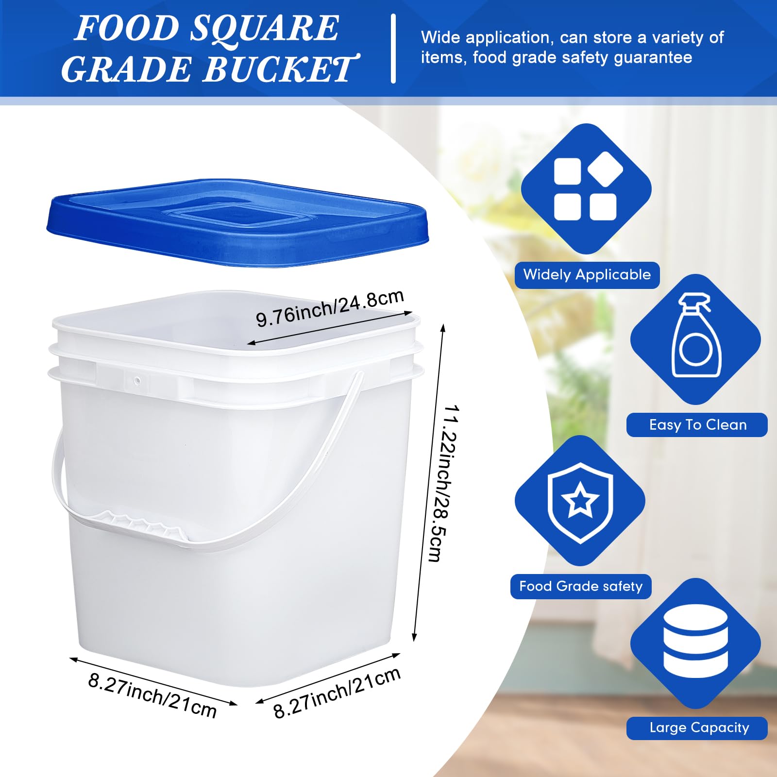 Snapklik.com : Mumufy 5 Pcs 3.5 Gallon Square Food Grade Bucket