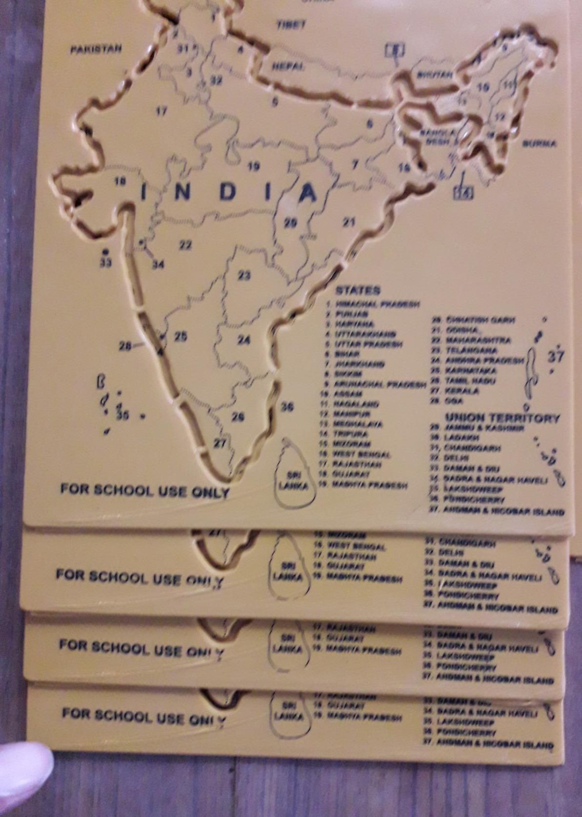 ISHARAA Plastic India Map Stencil (Set of 5, 19 cm x 15.5 cm x 0.5 cm ...