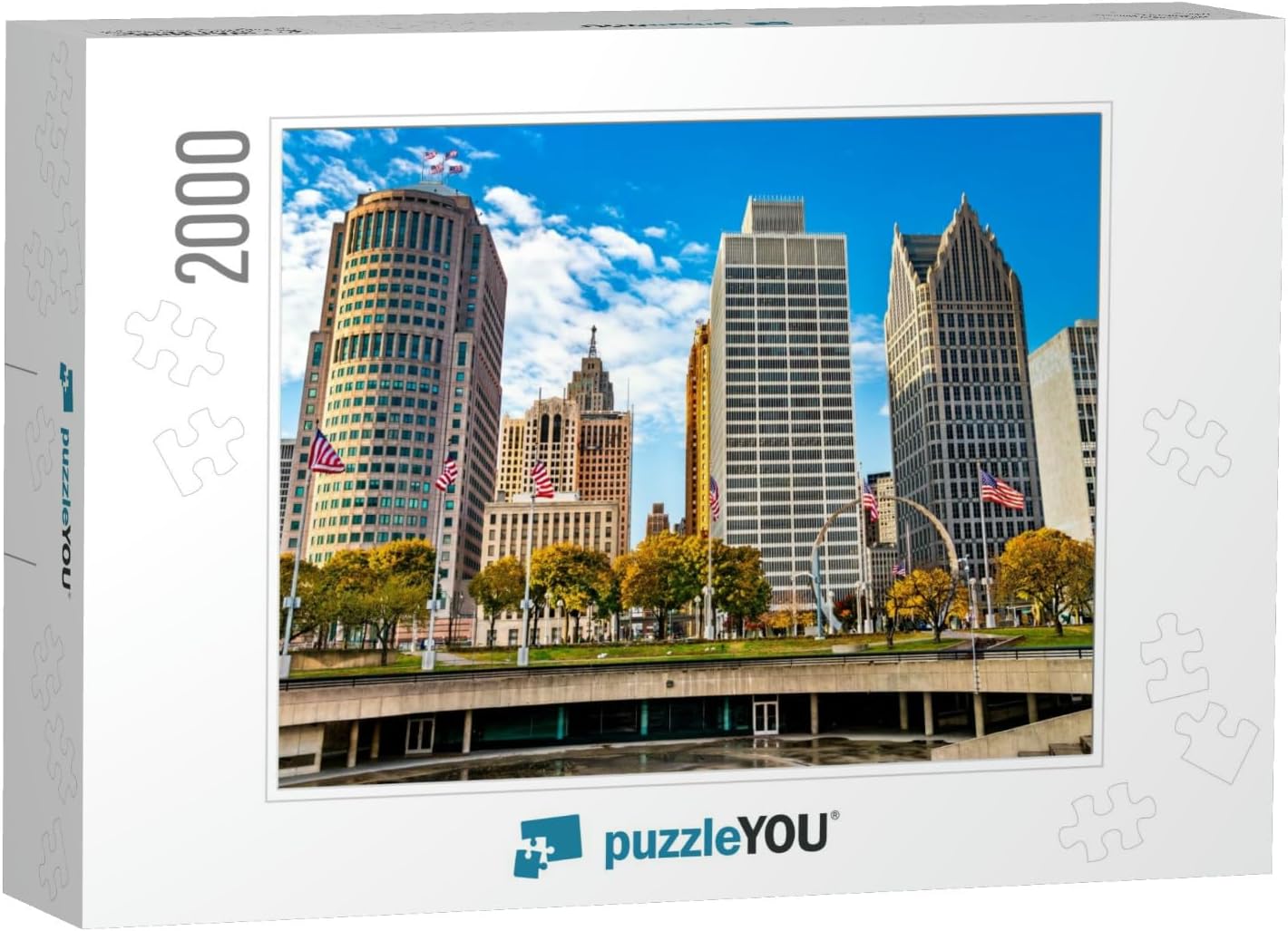 Amazon.com: Downtown Detroit Skyline from Hart Plaza - Michigan, Unit ...