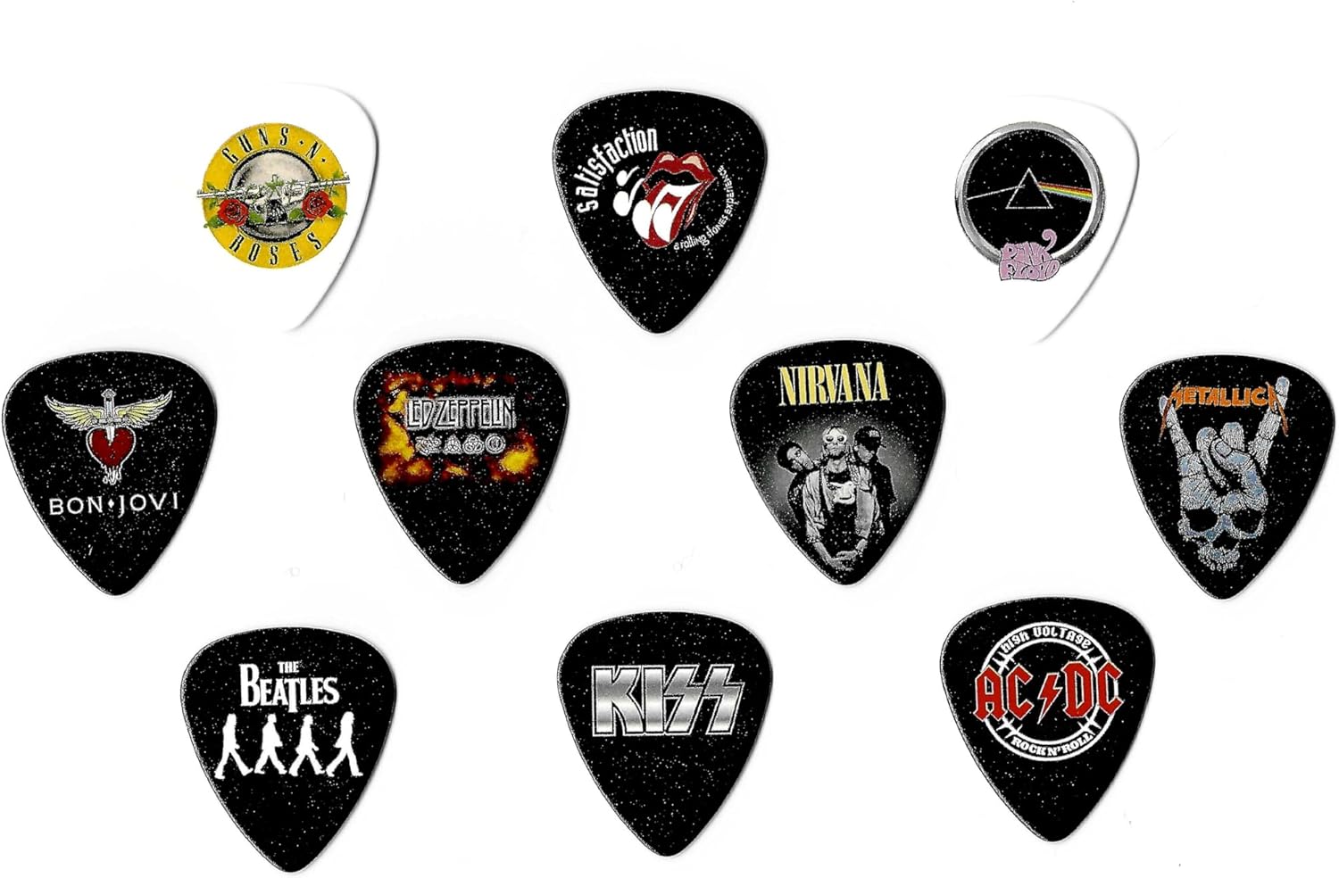 Amazon.com: Guitar Picks with Band Logos, Pack of 10 (Medium Thickness ...