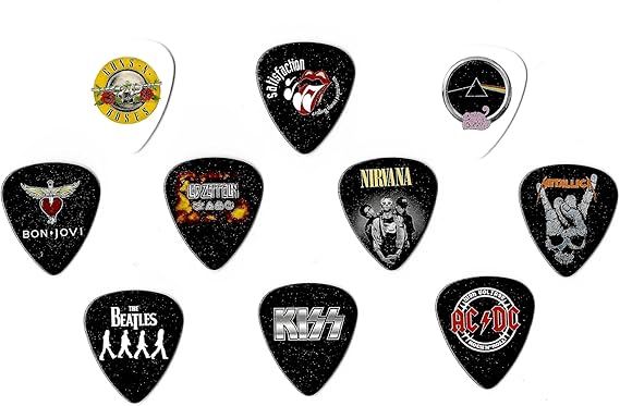Amazon.com: Guitar Picks with Band Logos, Pack of 10 (Medium Thickness ...