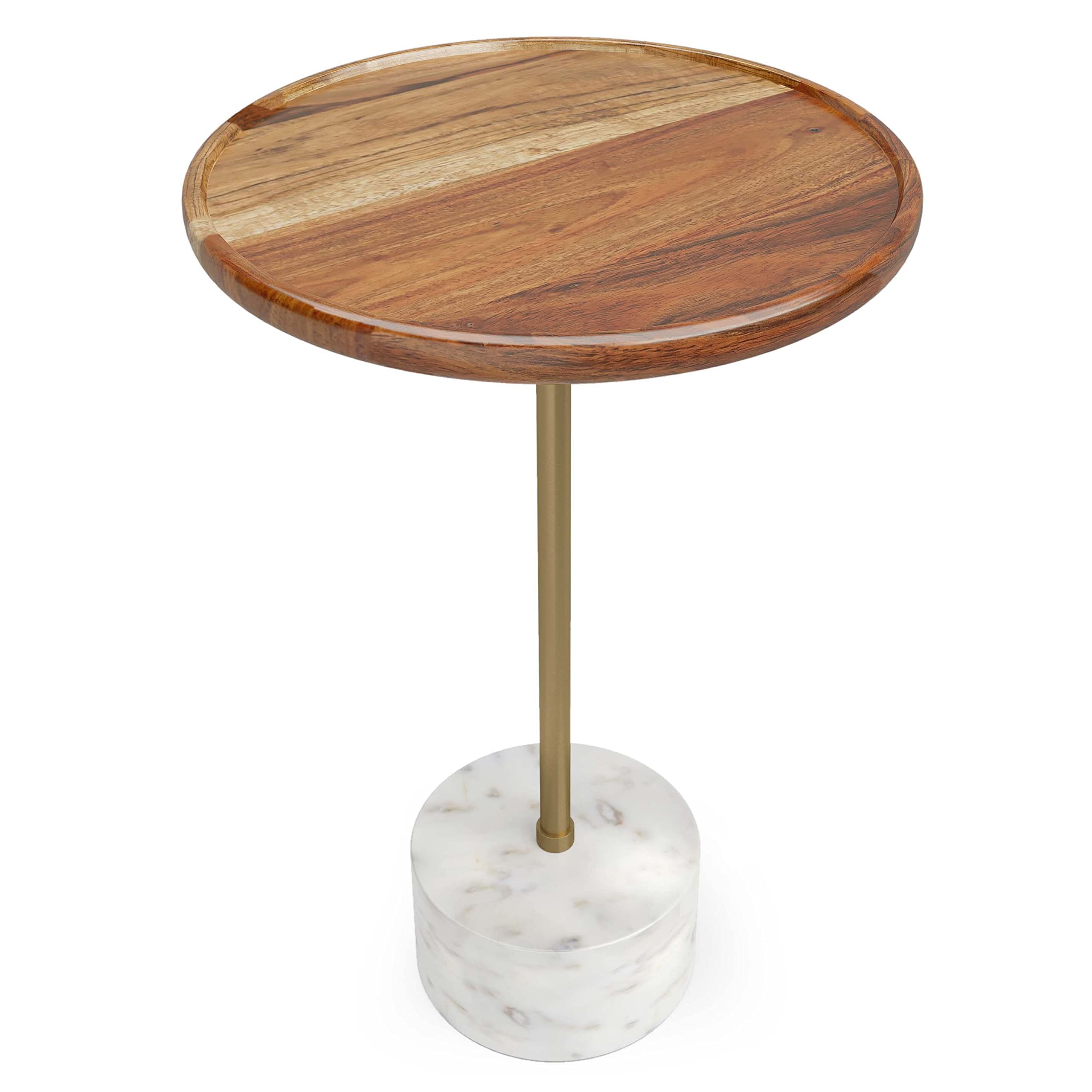 Snapklik.com : Becker SOLID ACACIA WOOD 15 Inch Wide Round Modern Side ...