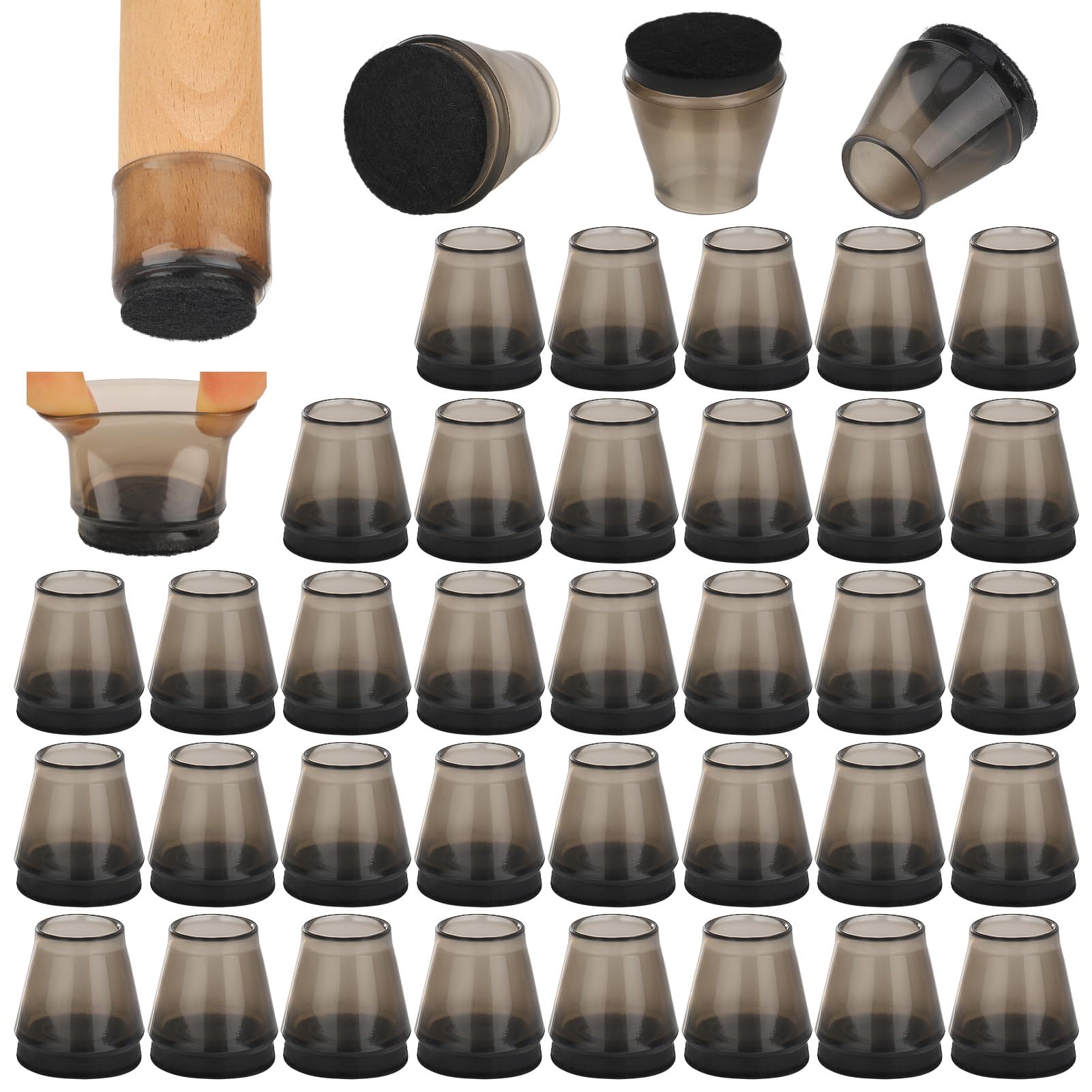 40Pcs Chair Leg Floor Protectors,15-25 mm Silicone Furniture feet ...