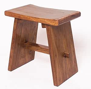 Amazon.com: RUBAPOSM Solid Wood Accent Teak Shower Stool 18" Shower ...