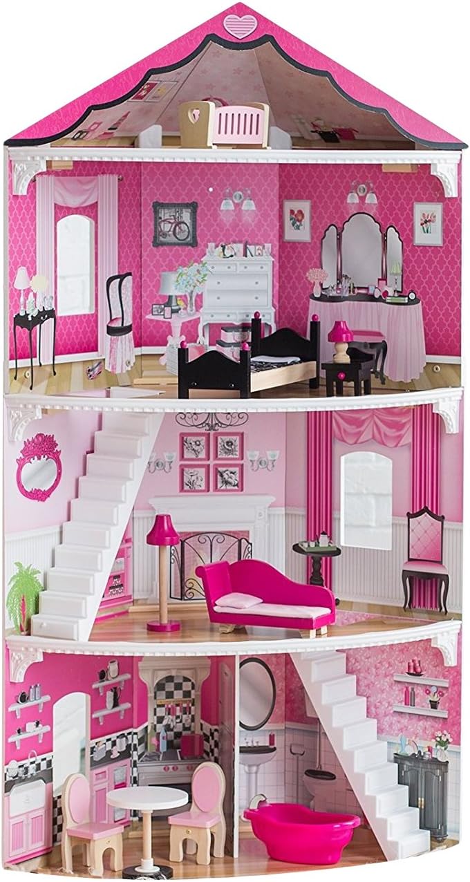 Amazon.com: KidKraft Think Pink Corner Doll House Playset : Toys & Games