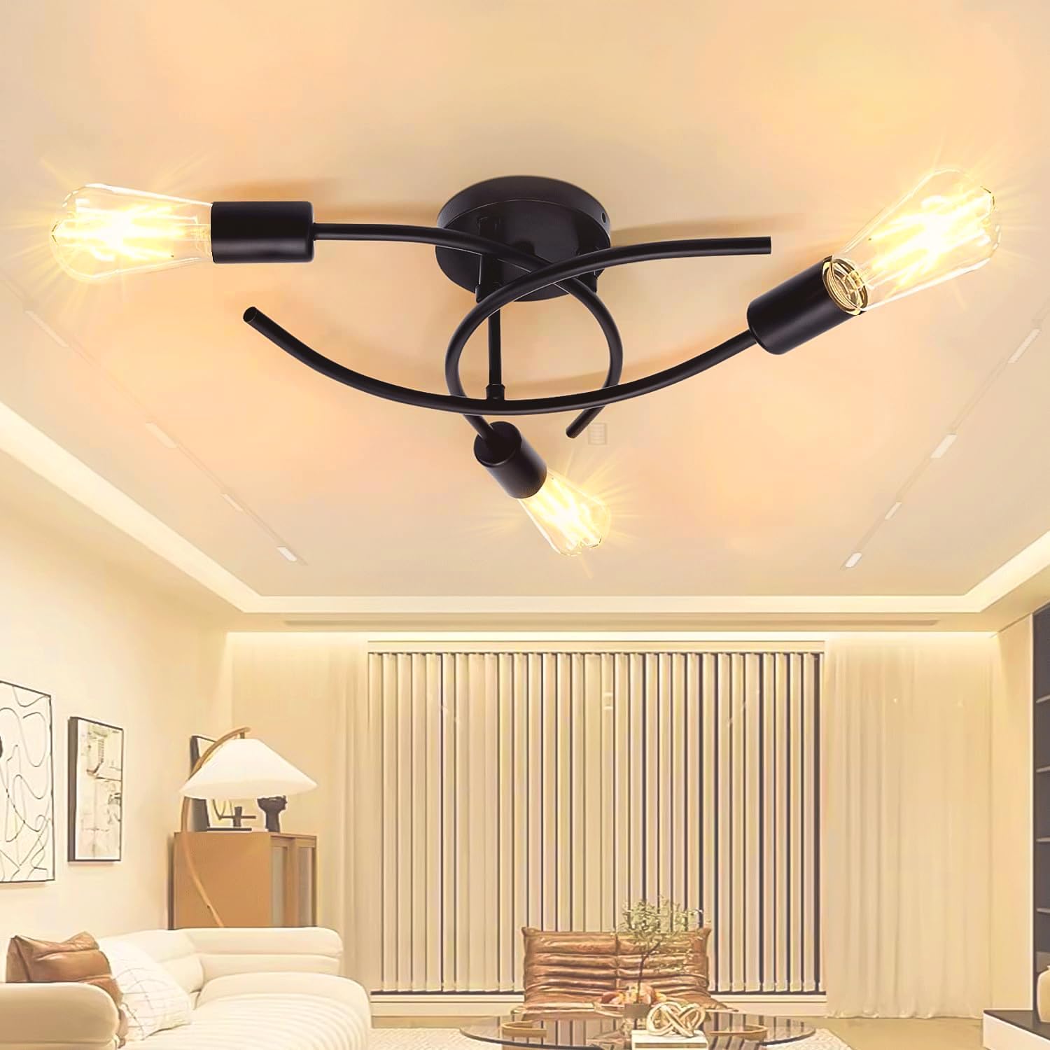 Huatek Semi Flush Mount Ceiling Light Fixture, 3-Lights Sputnik ...