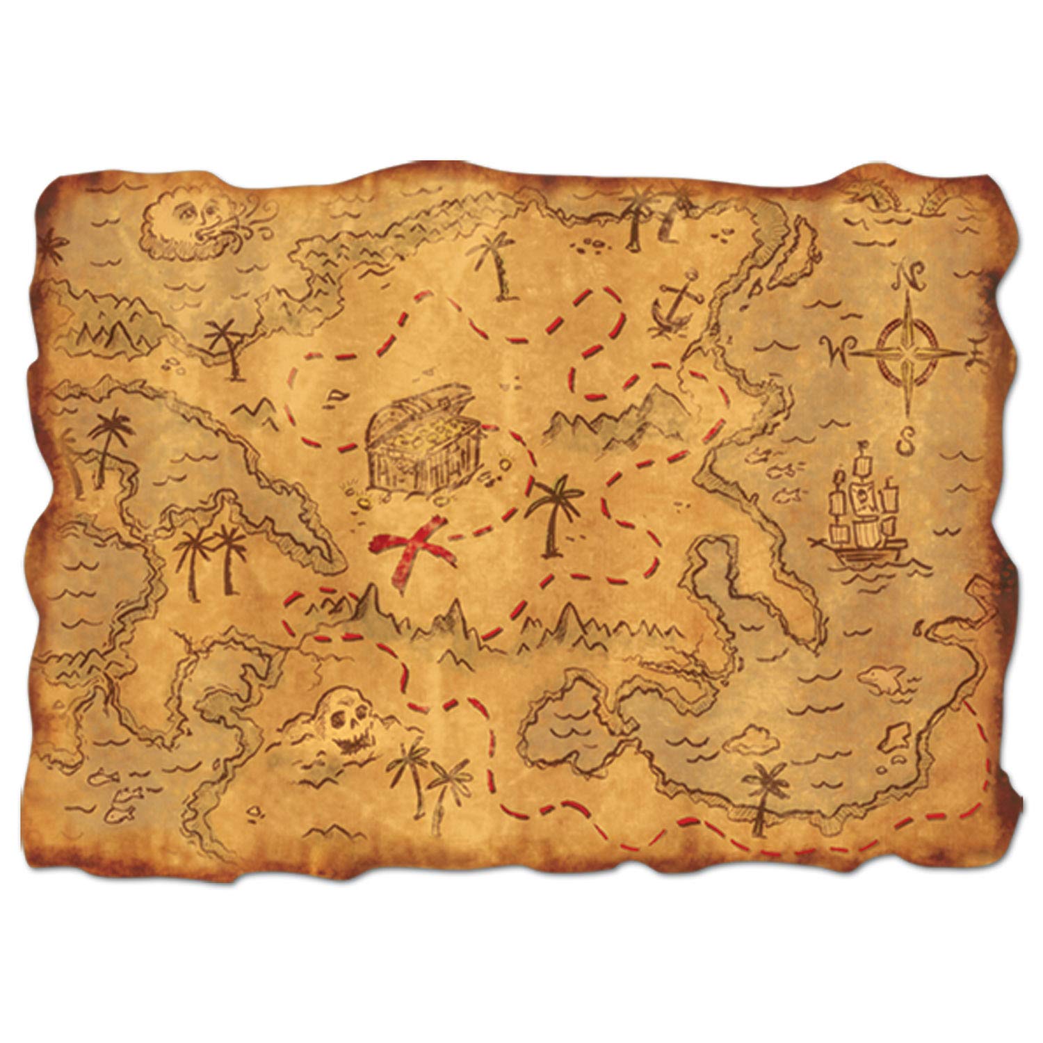 Treasure Chest, Pirate Treasure Map Party Decorations Kit with Treasure ...