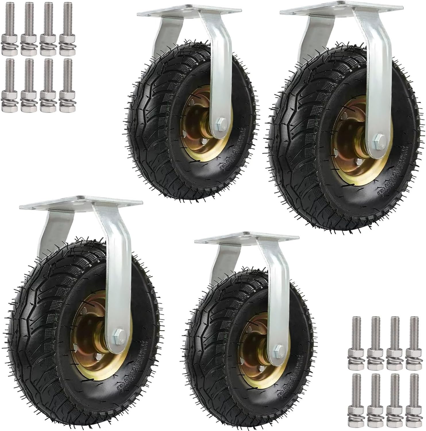 Amazon.com: WORDFUN Solid Rubber Wheel Industrial Heavy Duty, Caster ...