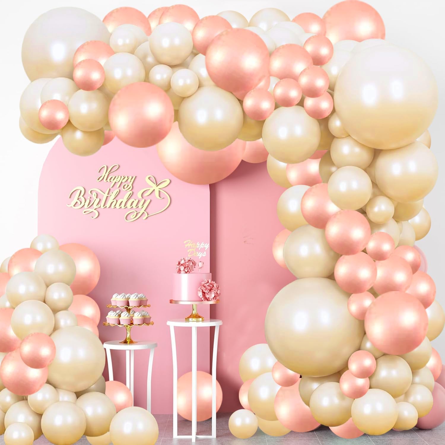 Amazon.com: Double Stuffed Filled Skin Pink Balloon Wreath Kit, Matte ...