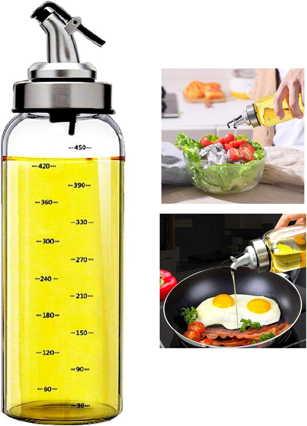 Olive Oil Dispenser Bottle, Liquid Condiment Container, 17 Oz Vinegar ...