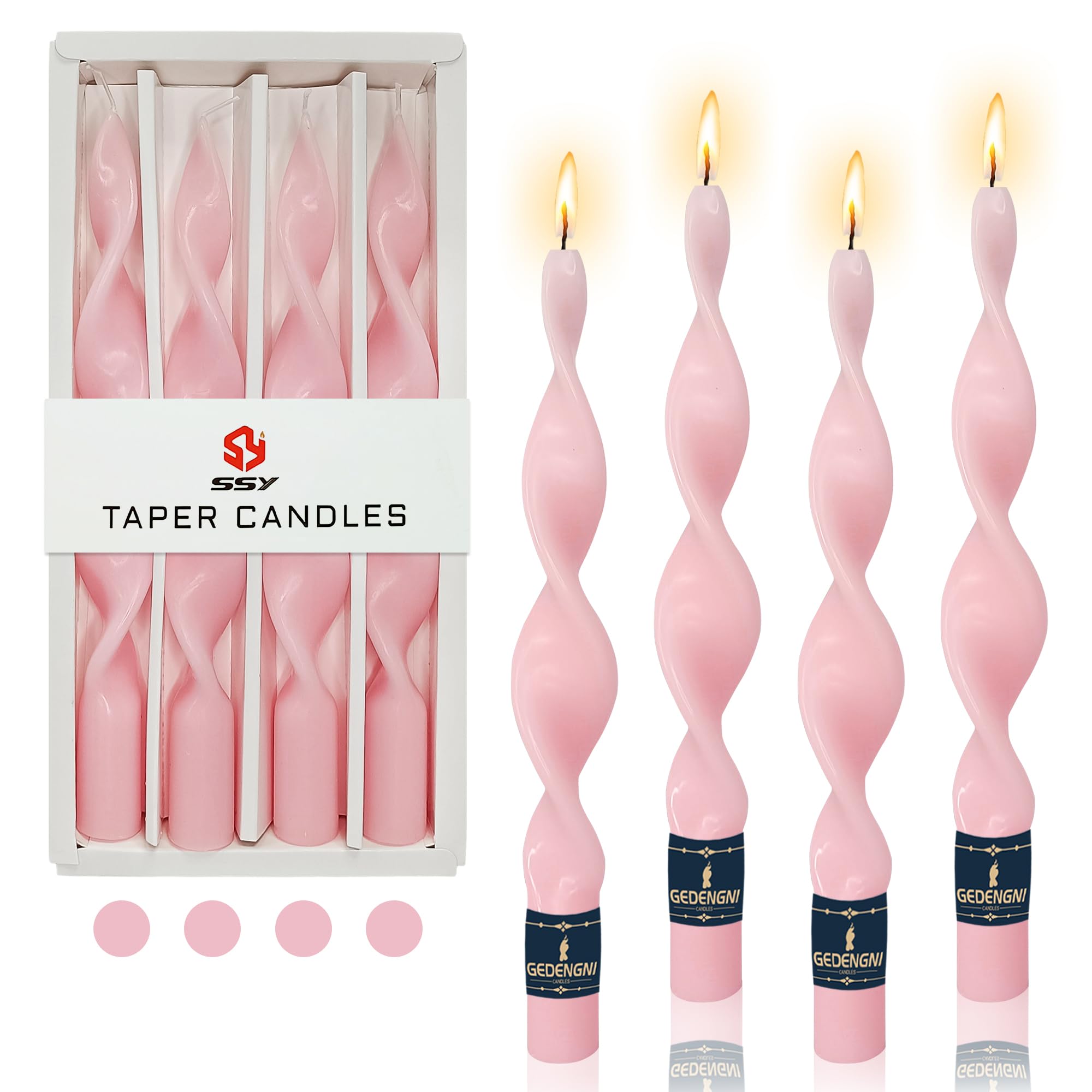 Amazon.com: Spiral Taper Candle Pink Candlestick,Gedengni Cute Candle ...