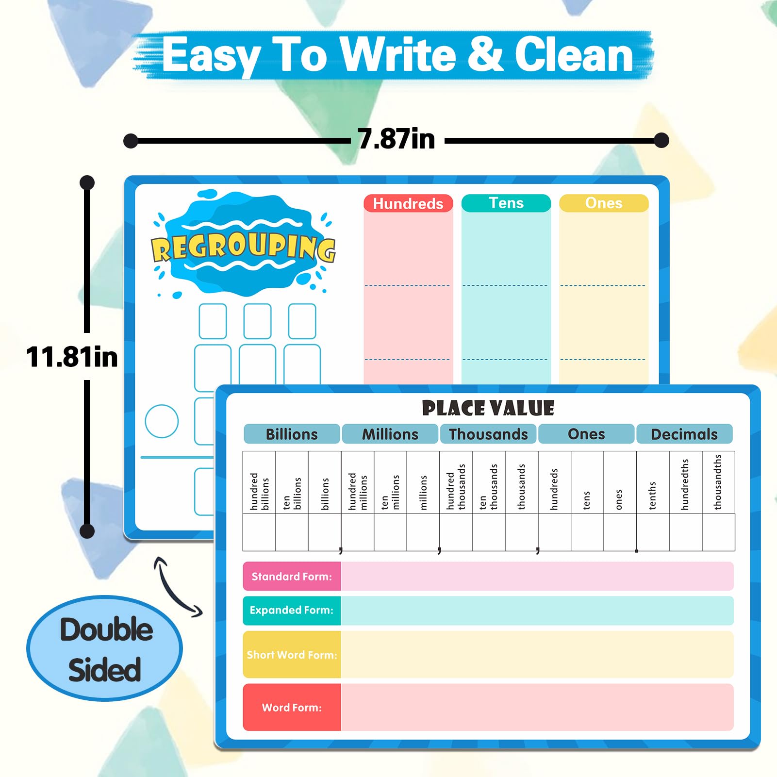 Snapklik.com : Dry Erase Place Value Whiteboard, 9" X 12" Double Sided ...