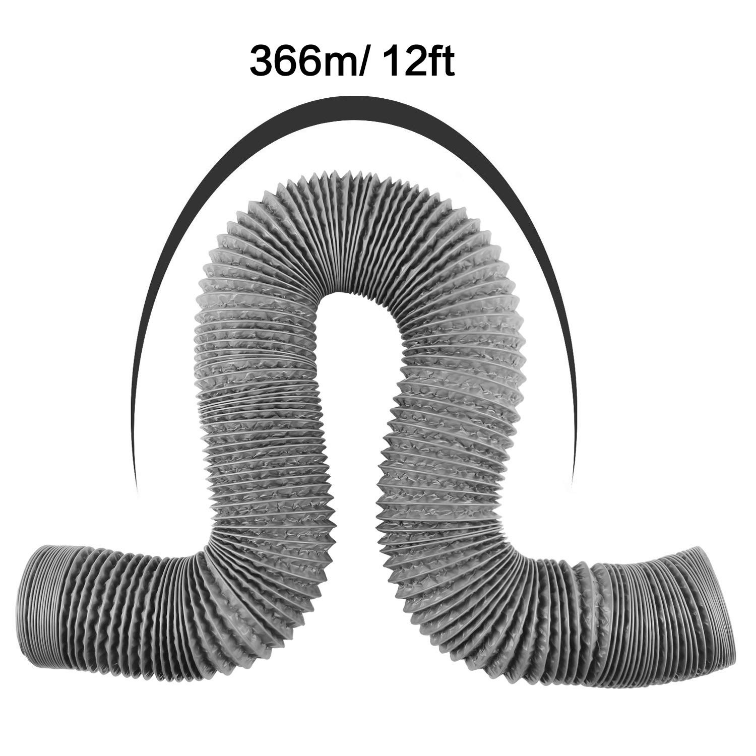 Snapklik.com : 4 Inch Gray Duct Hose By 12 Feet, Eau Flexible 4-Layers ...