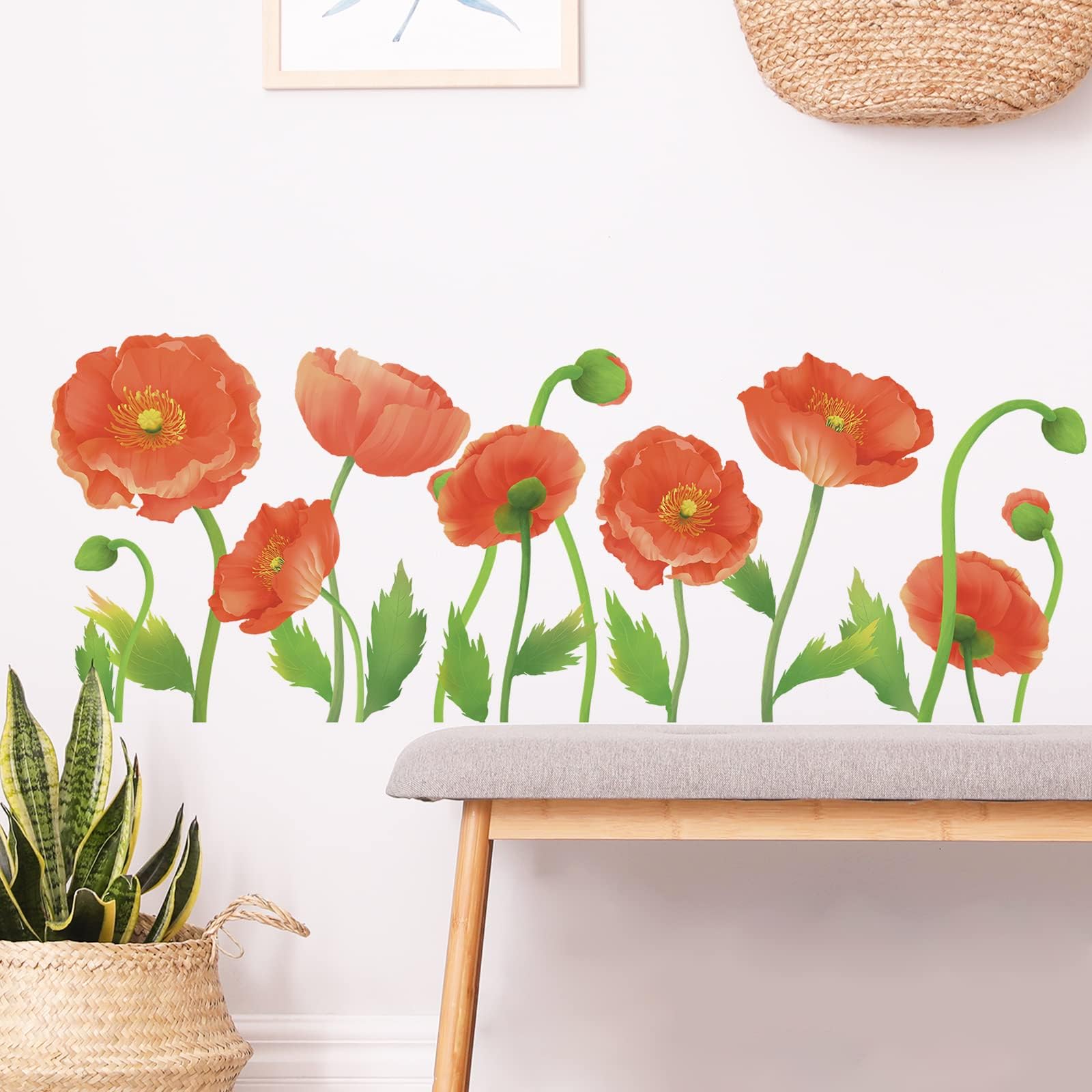Amazon.com: DNVEN 20 inches x 16 inches Removable Beautiful Poppies ...
