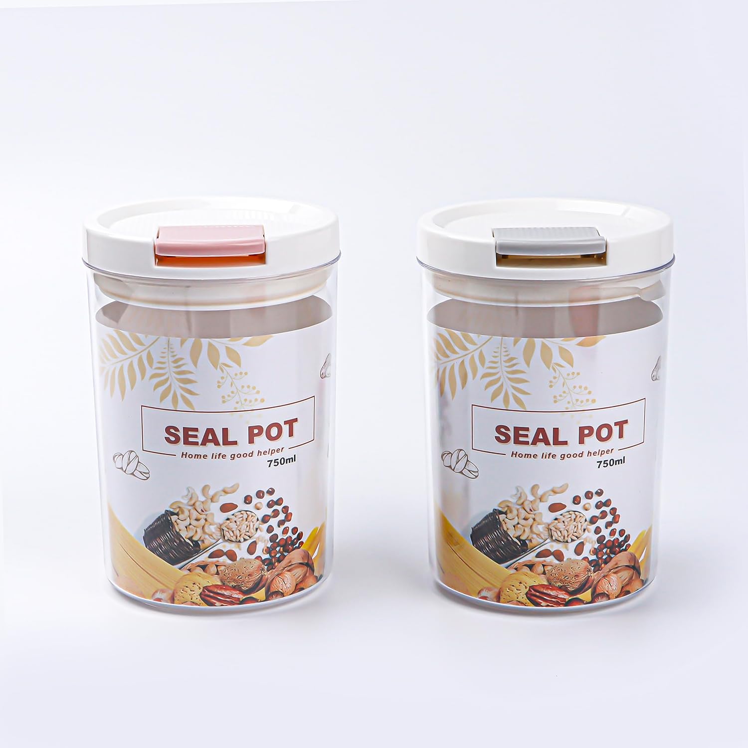 KITCHENMARK Seal Pot Round Plastic Container 750 mL - Pack of 2 ...