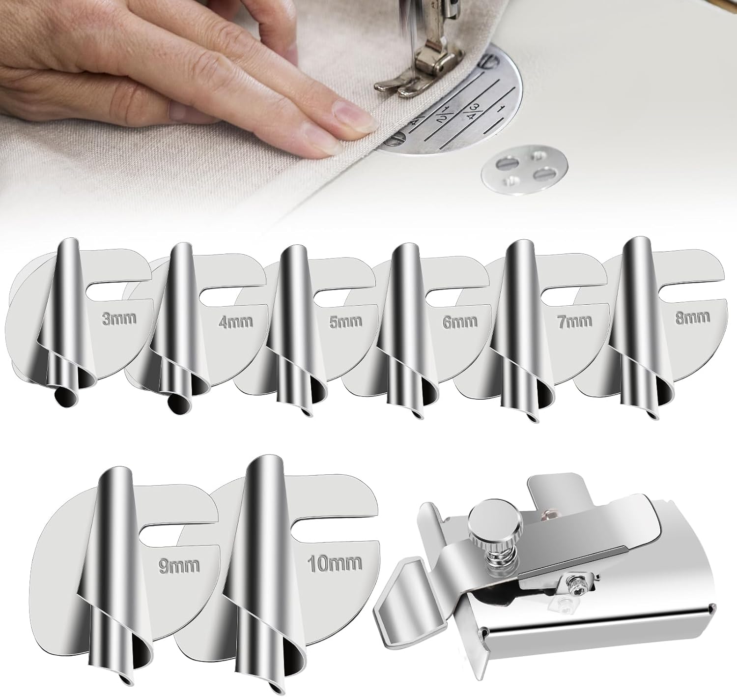Amazon.com: Sewing Rolled Hemmer Foot Set 8 Pcs (3/4/5/6/7/8/9/10 MM ...