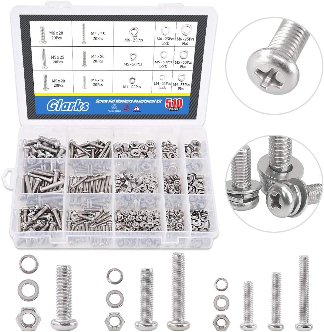 NEWURBAN - 666 pcs M2 M3 M4 M5 M6 M8 - Hex Allen Head Socket Screw ...