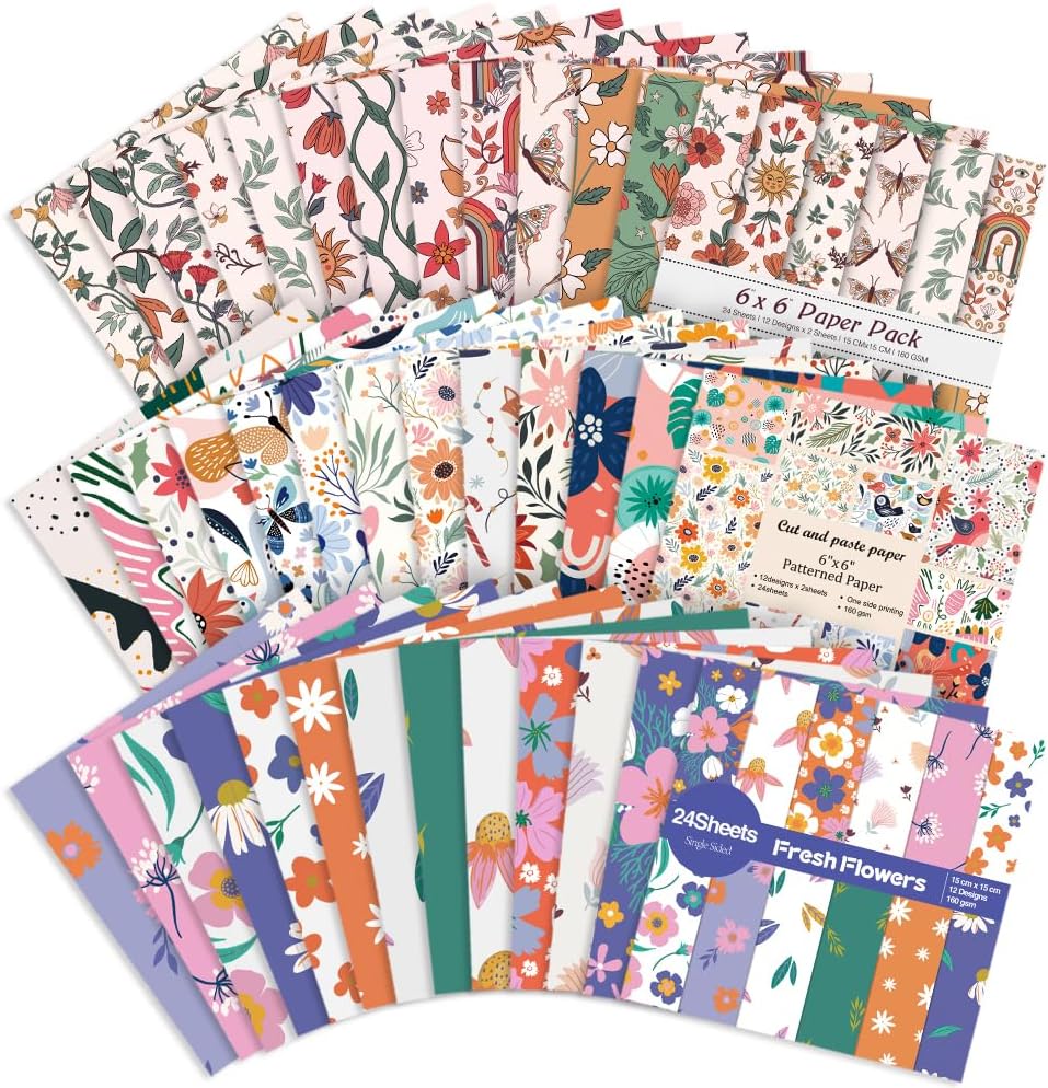 Amazon.com: 72 Sheets Scrapbooking Paper Pad 6”x6” 160GSM Single Sided ...