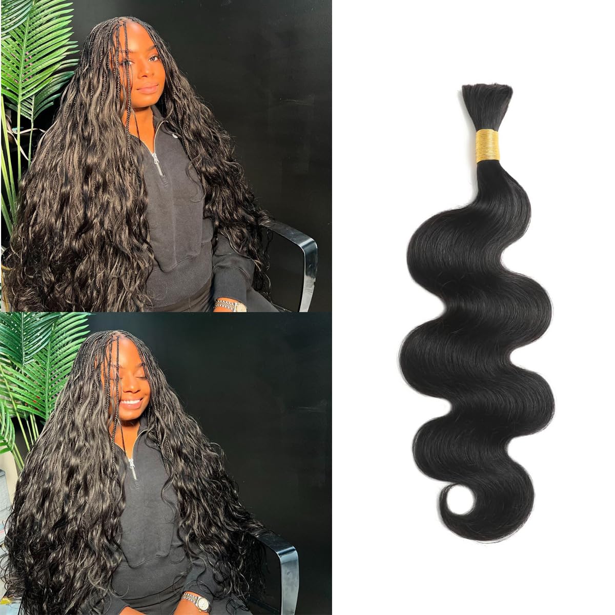 Amazon.com : 22 Inch Human Braiding Hair 1 Bundle 100g Body Wave Bulk ...