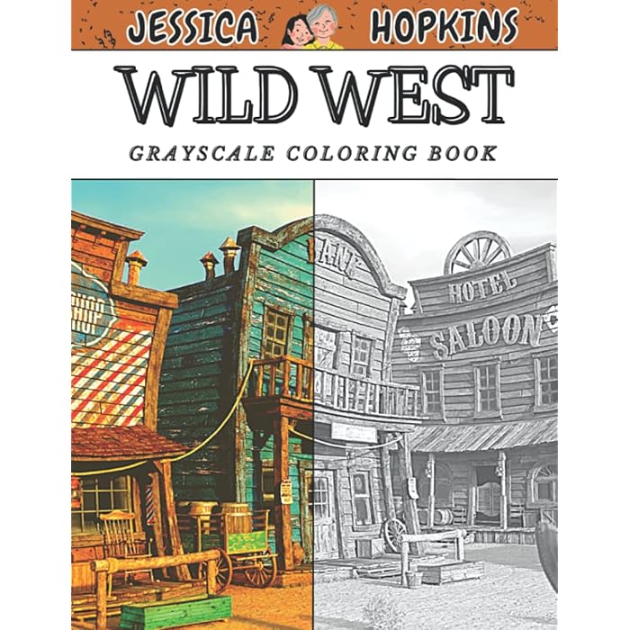 Buy Wild West Grayscale Coloring Book: 32 Pages of Old West Cowboys ...