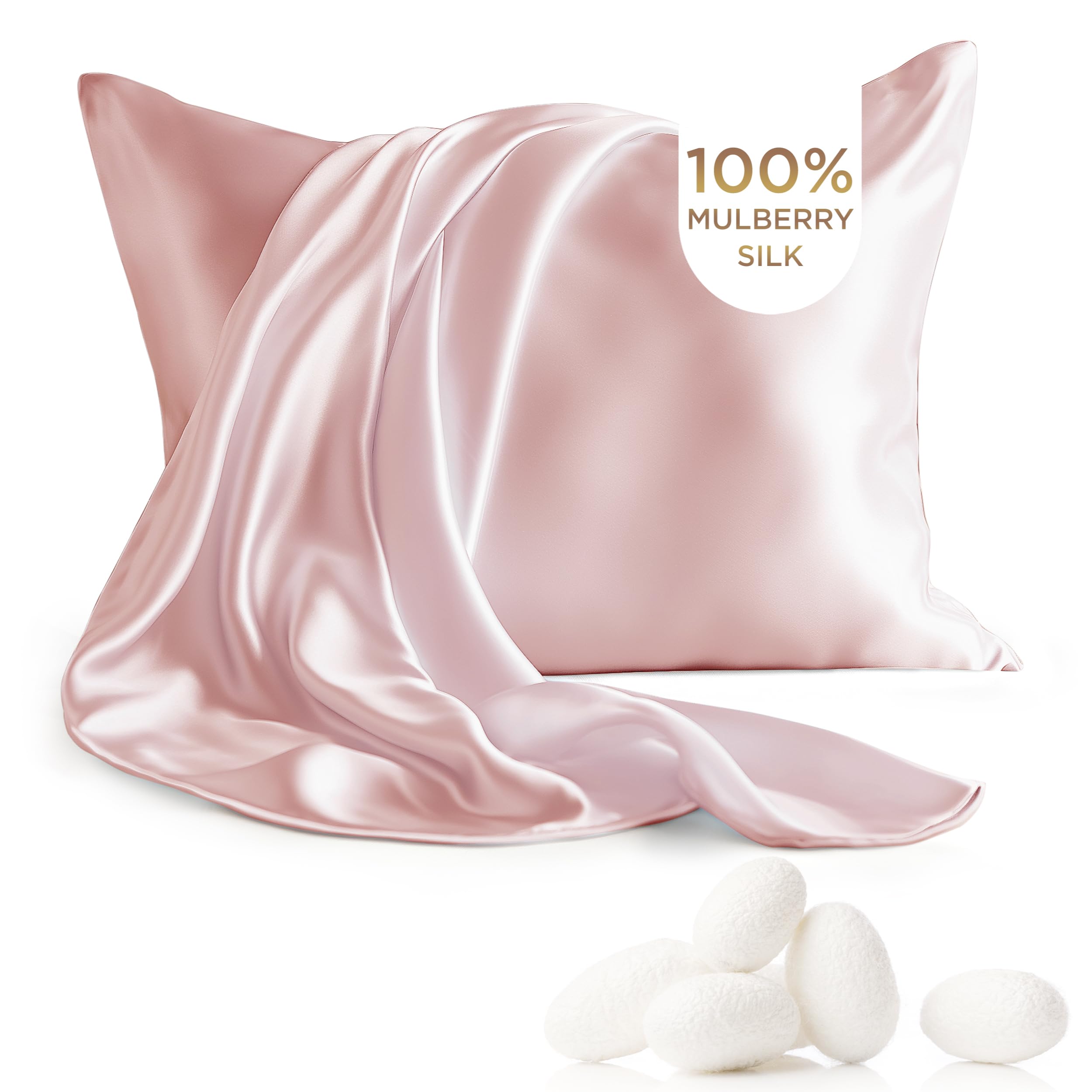 Amazon.com: Bedsure 100% Mulberry Silk Pillowcase for Hair and Skin ...