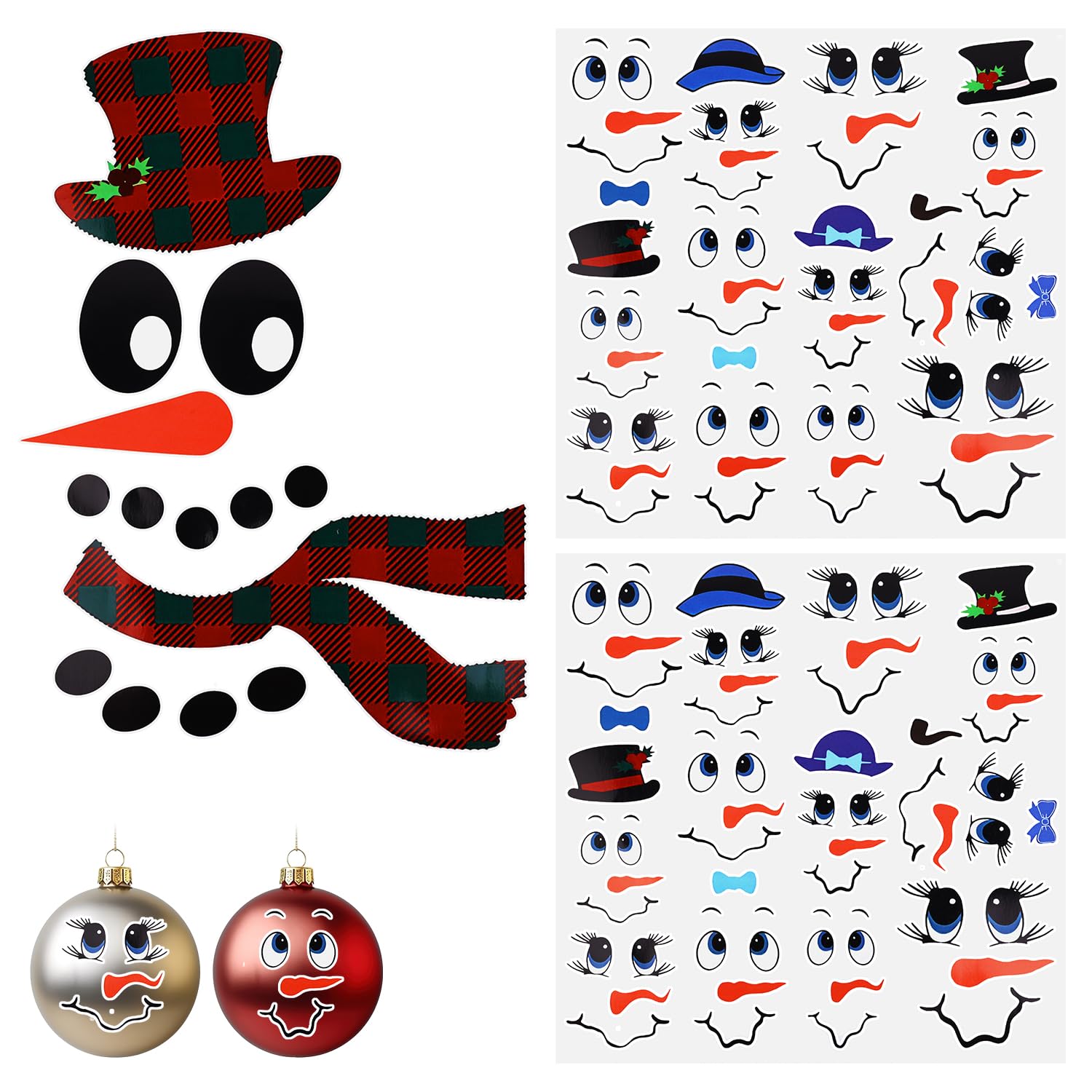 Amazon.com: 25pcs Snowman Face Stickers, Snow Man Face Decals Christmas ...