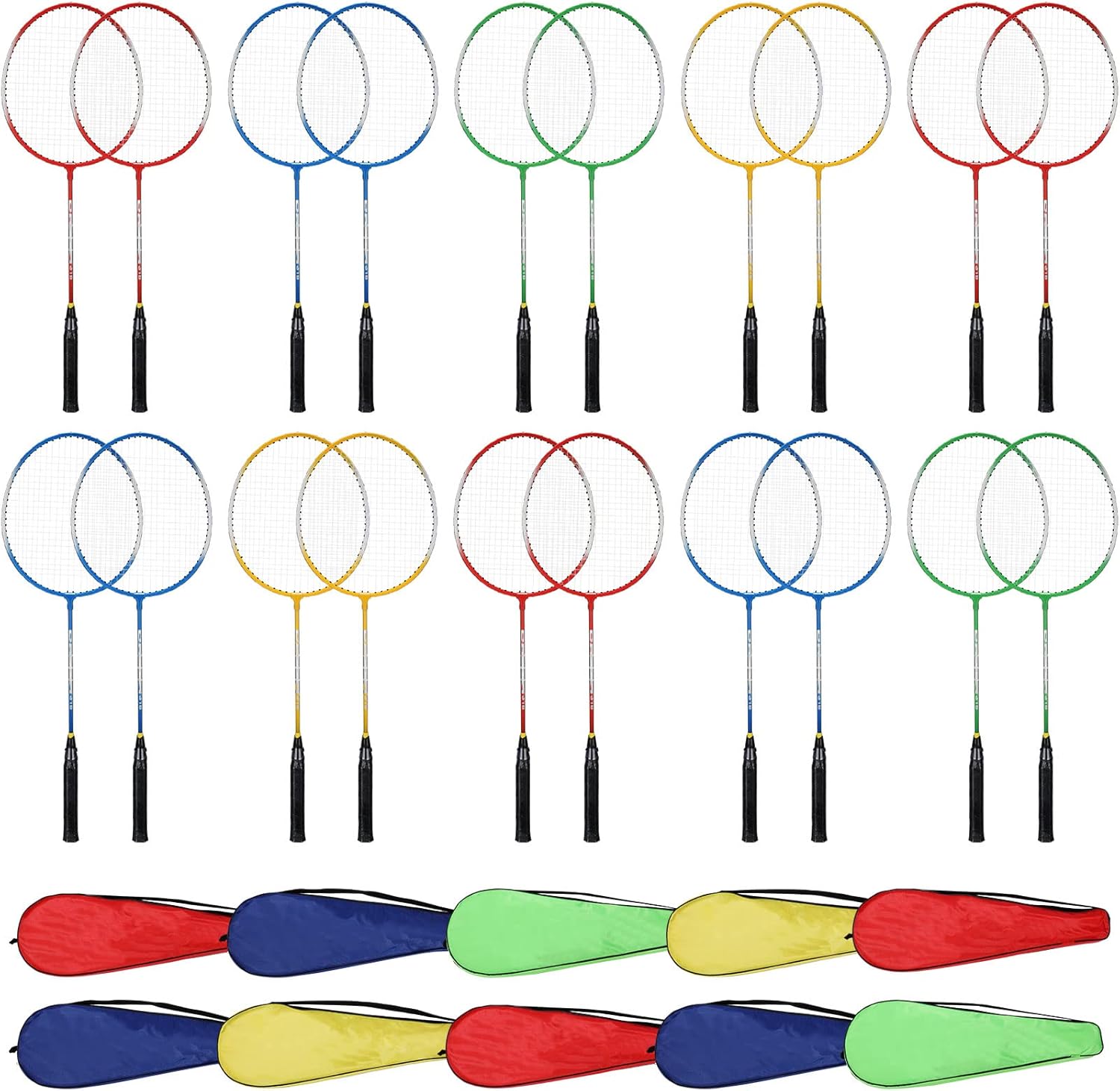 Amazon.com : Honoson 20 Pcs Kids Badminton Rackets Set with 10 Carrying ...