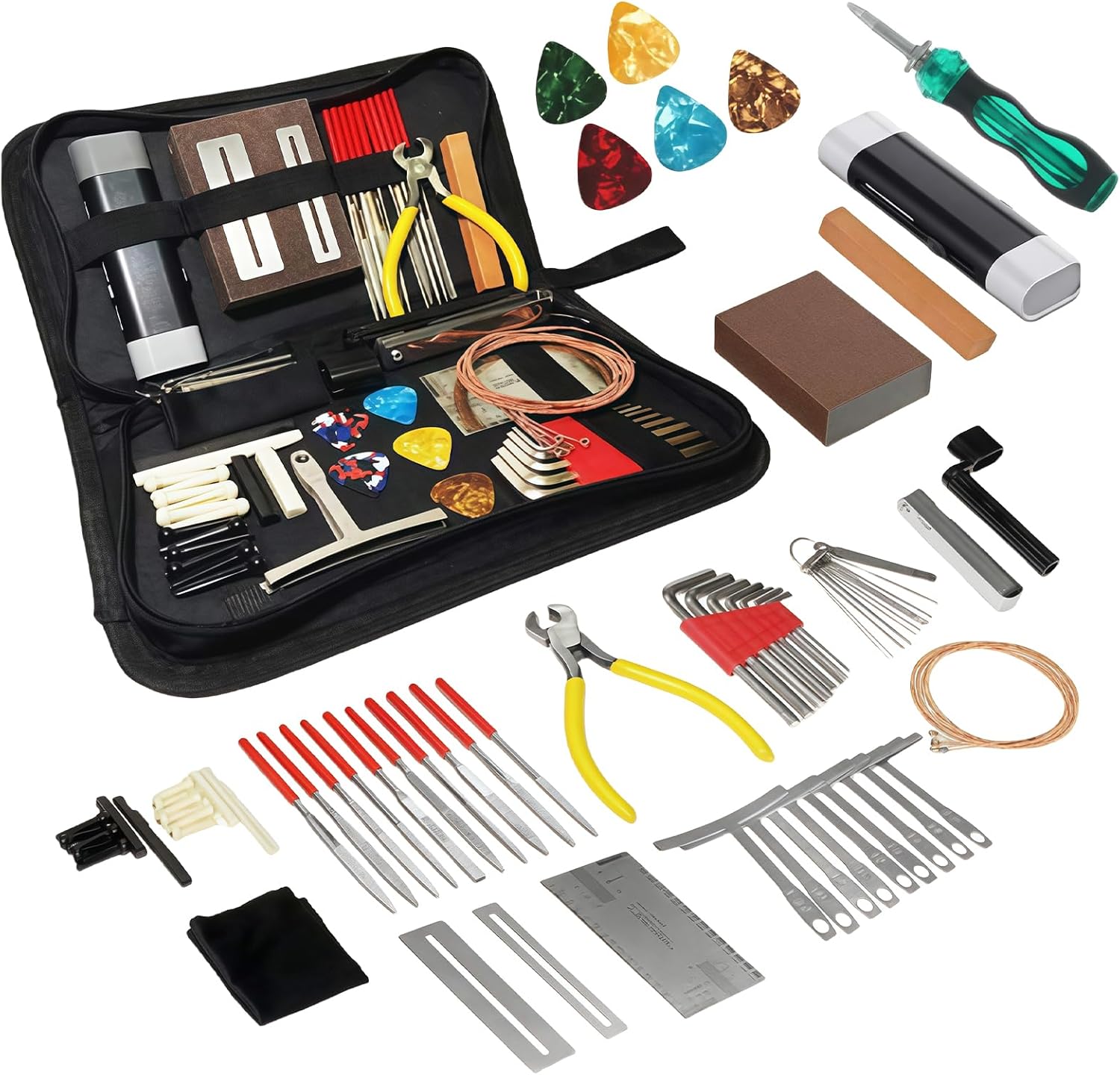 PRITOK Guitar Maintenance Tool Kit: 73Pcs String Instrument Repair Kit ...
