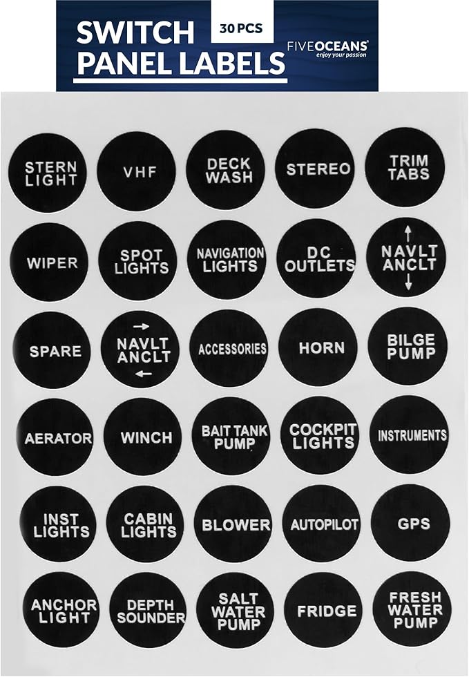 Amazon.com: Five Oceans Boat Switch Panel Labels, 30 Pcs per Sheet ...