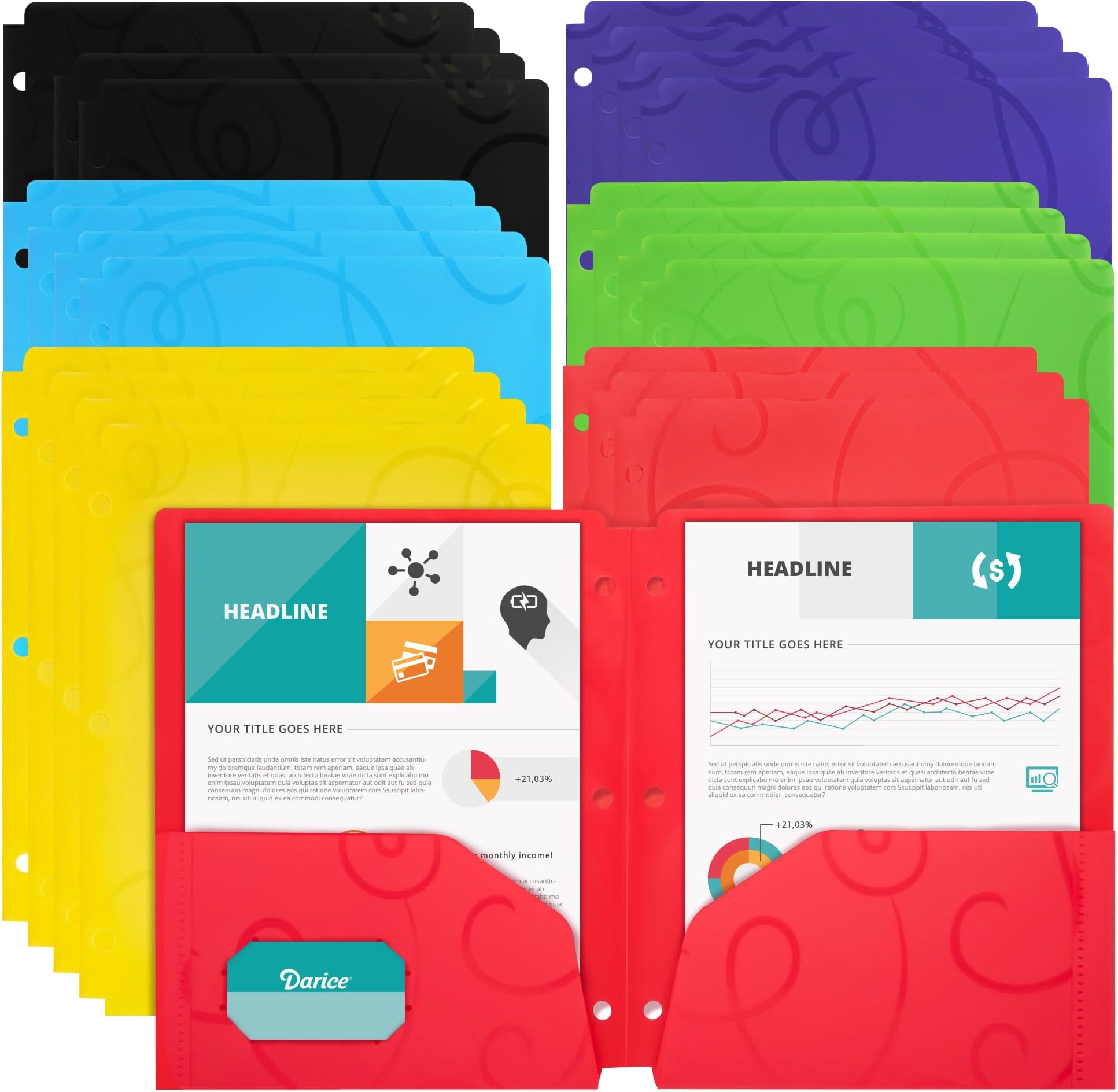 Amazon.com : 2-Pocket Plastic Folder - 24 Pack Colored School Folders ...