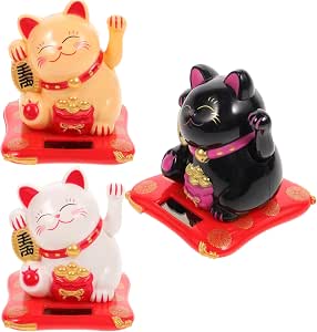 Amazon.com: MAGICLULU 3pcs Waving Cat Figurines Solar-Powered Craft ...