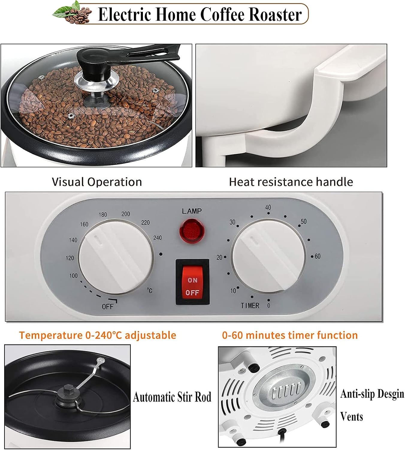 Home Coffee Roaster, Household Electric Coffee Bean Baker Nut Peanut ...