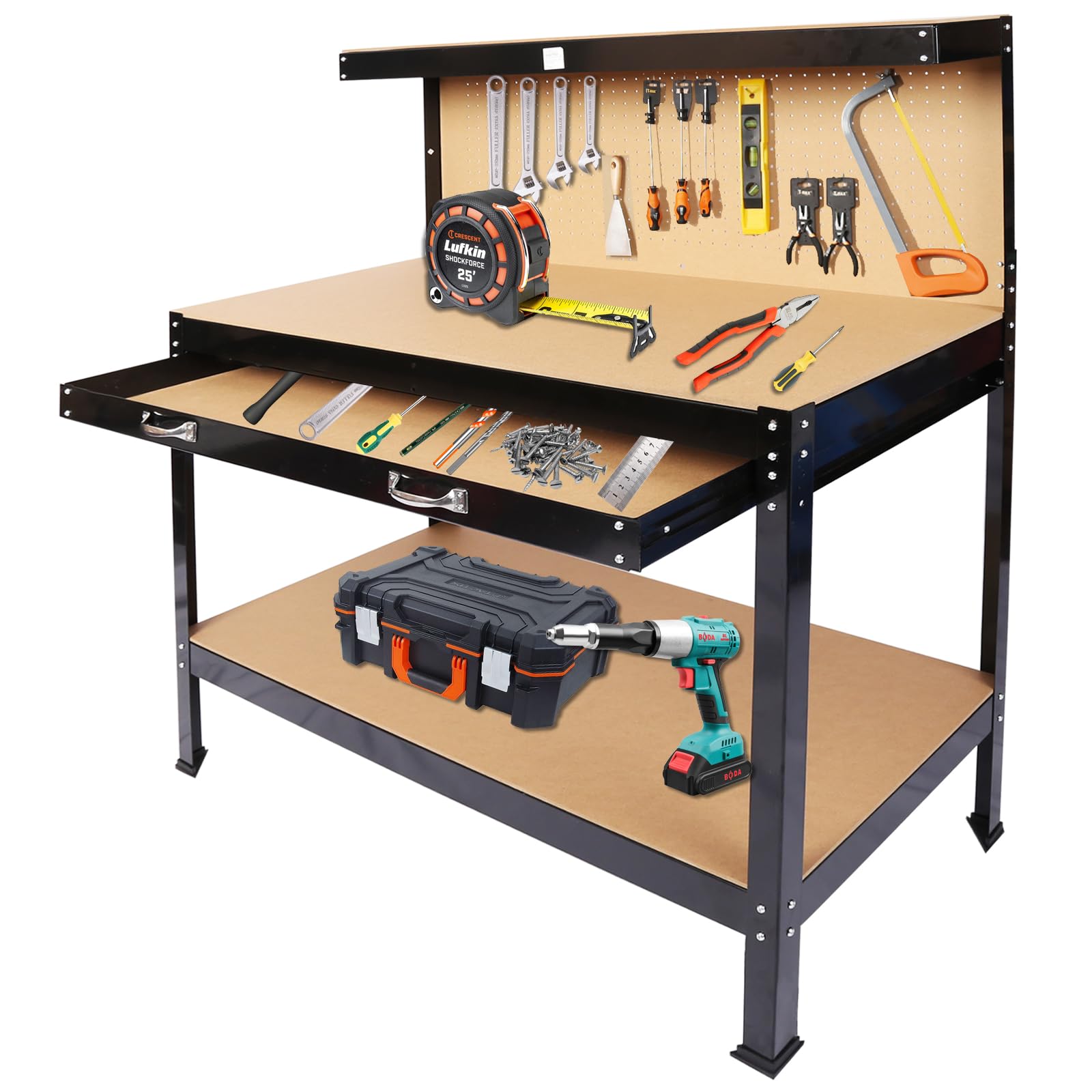 SPOWAY 63'' Garage Workbench, 300 Lbs Load Capacity Heavy Duty Work ...
