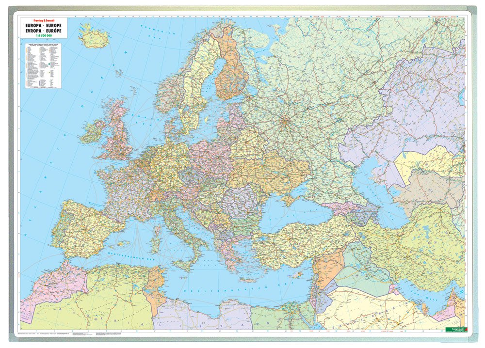 European political, wall-map 1:3.5m,: Amazon.co.uk: Freytag & Berndt ...