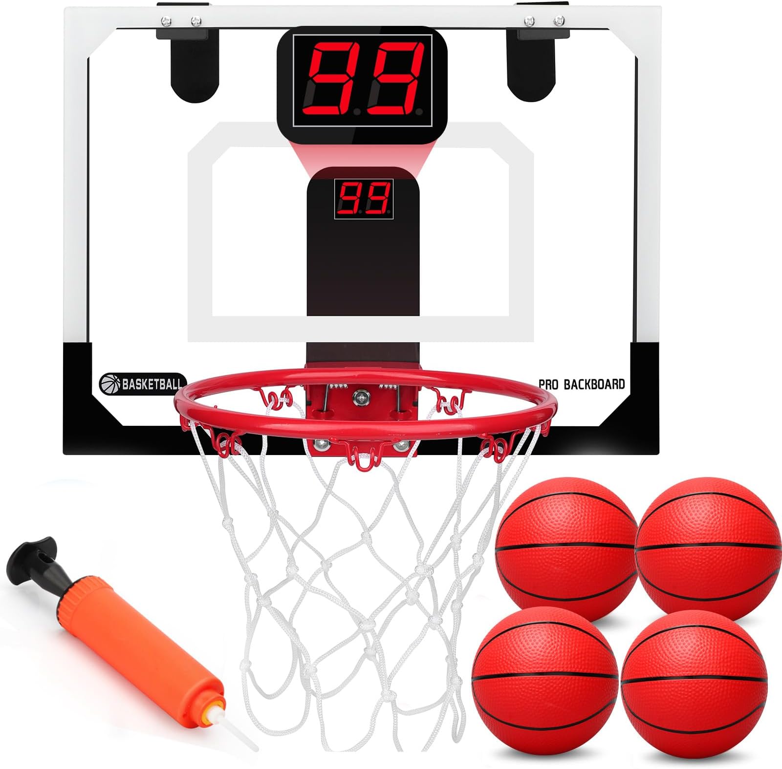 Jesser Hoop Over The Door Mini Basketball Hoop – 2 Gameplay Modes: Shot ...