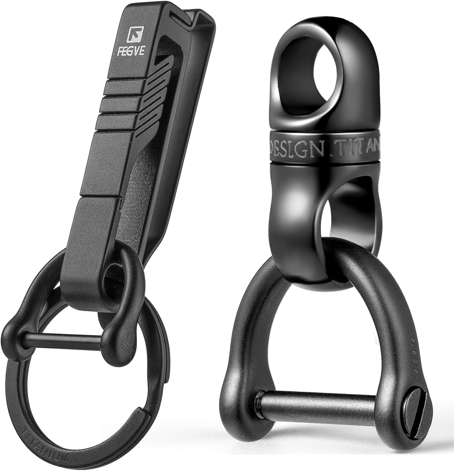 Amazon.com: FEGVE Keychain Clip with Titanium Key Ring and D-Shaped ...