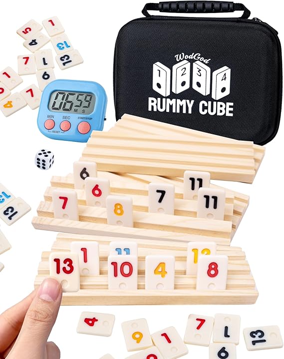 Amazon.com: WodGod 6 Player Travel Rummy Cube Game Set, Travel Size ...