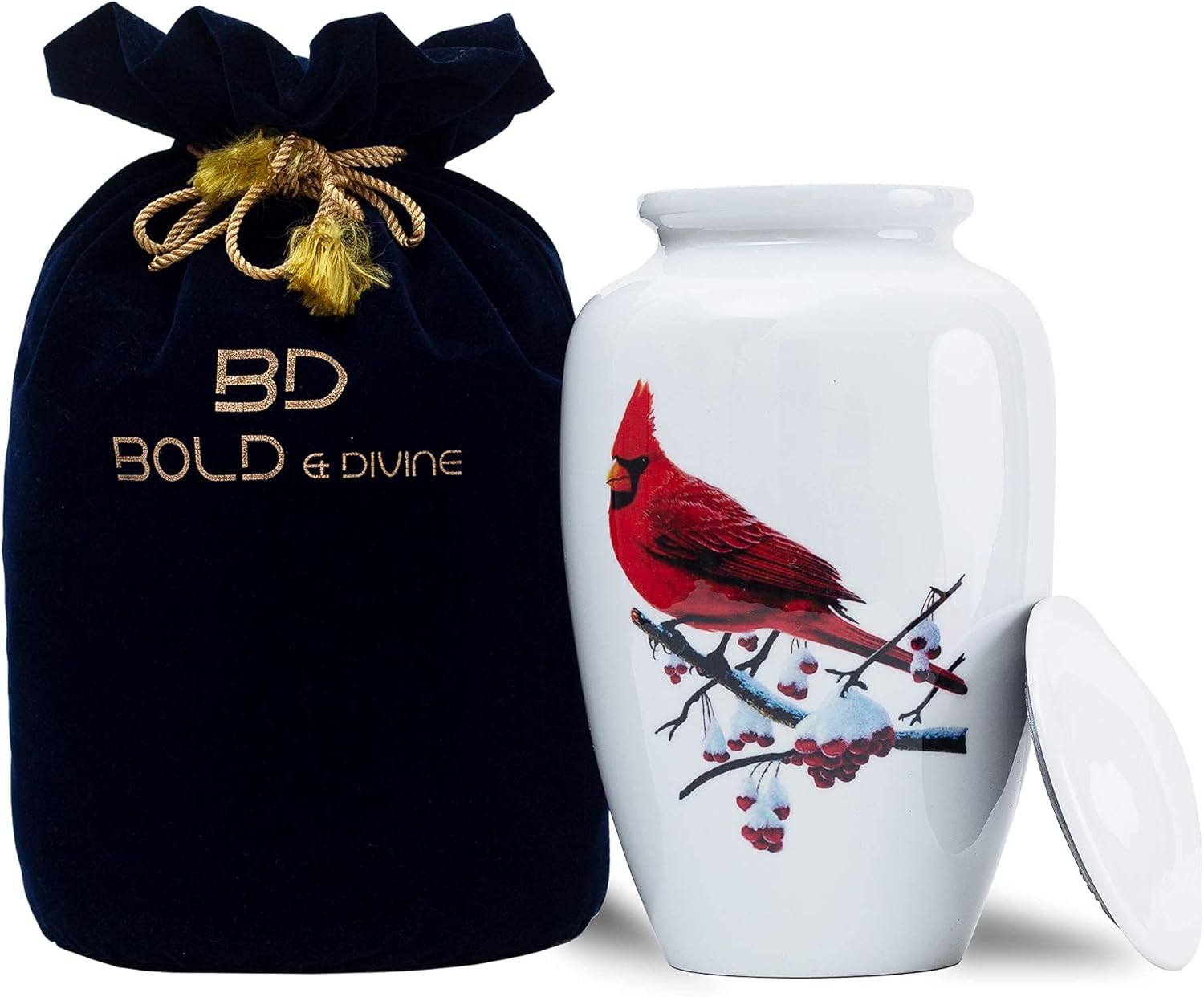 Amazon.com: BOLD & DIVINE Adult Urn Red Cardinal Bird Cremation Urn ...