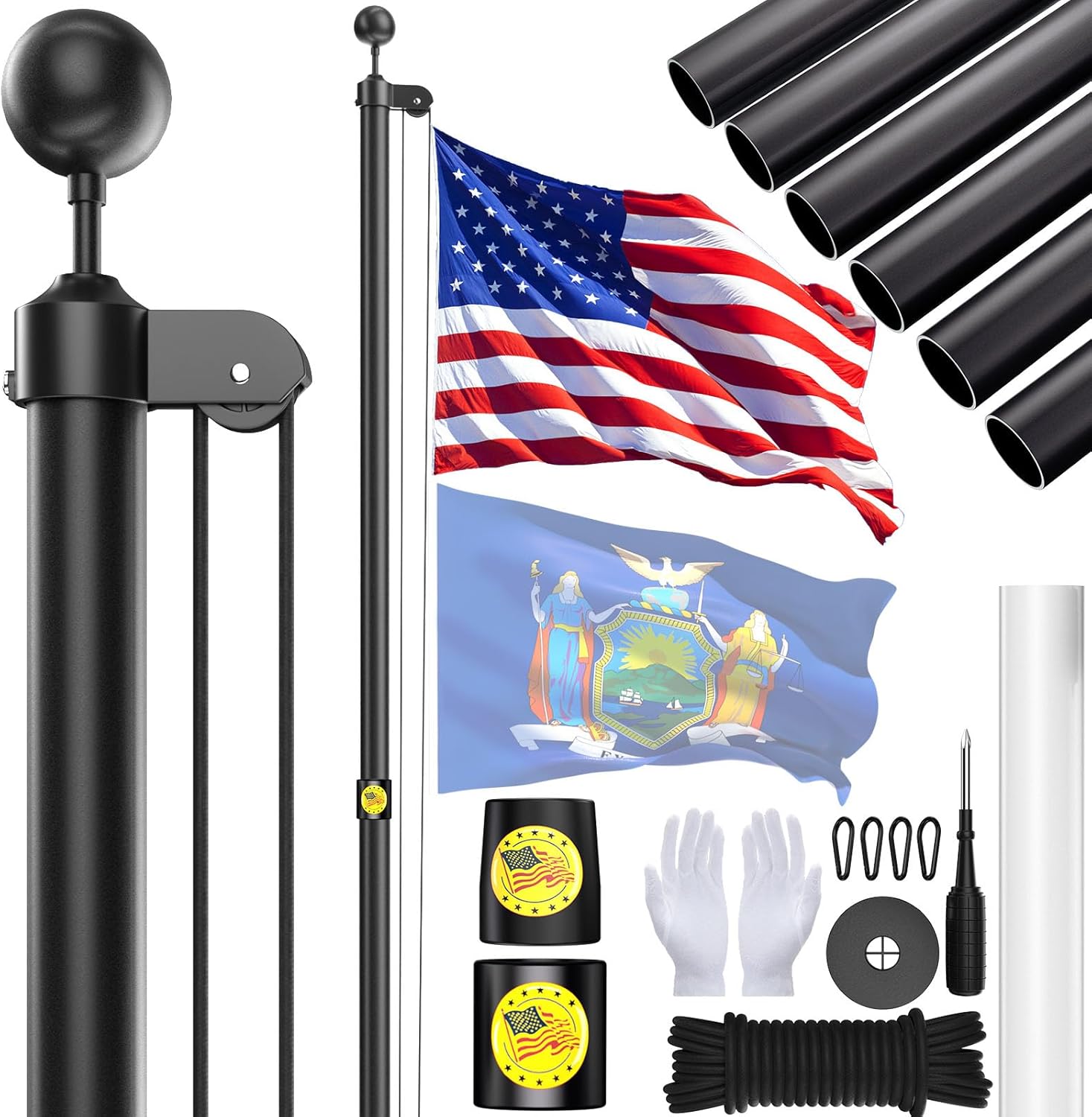 Amazon.com : RUFLA Flag Poles for Outside House in Ground - 30FT ...